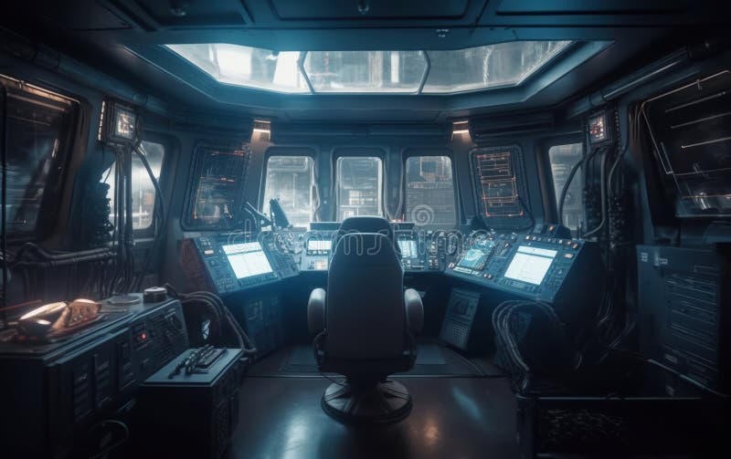 Futuristic Ship Bridge Interior. Created by Generative Artificial ...