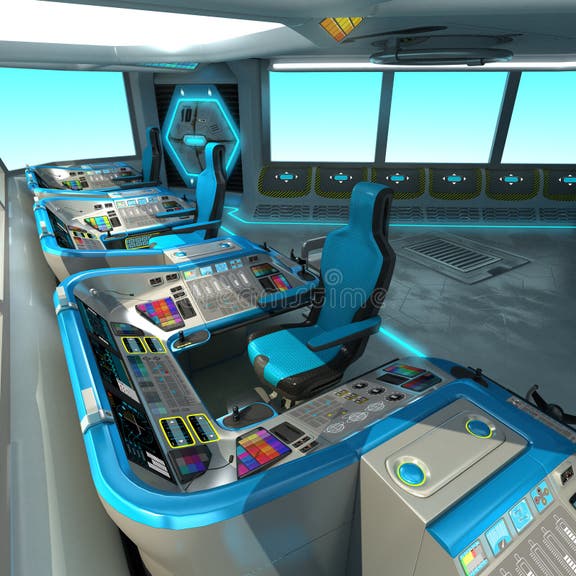 A Futuristic Ship-cutting Project. Command Bridge of a Spacecraft ...