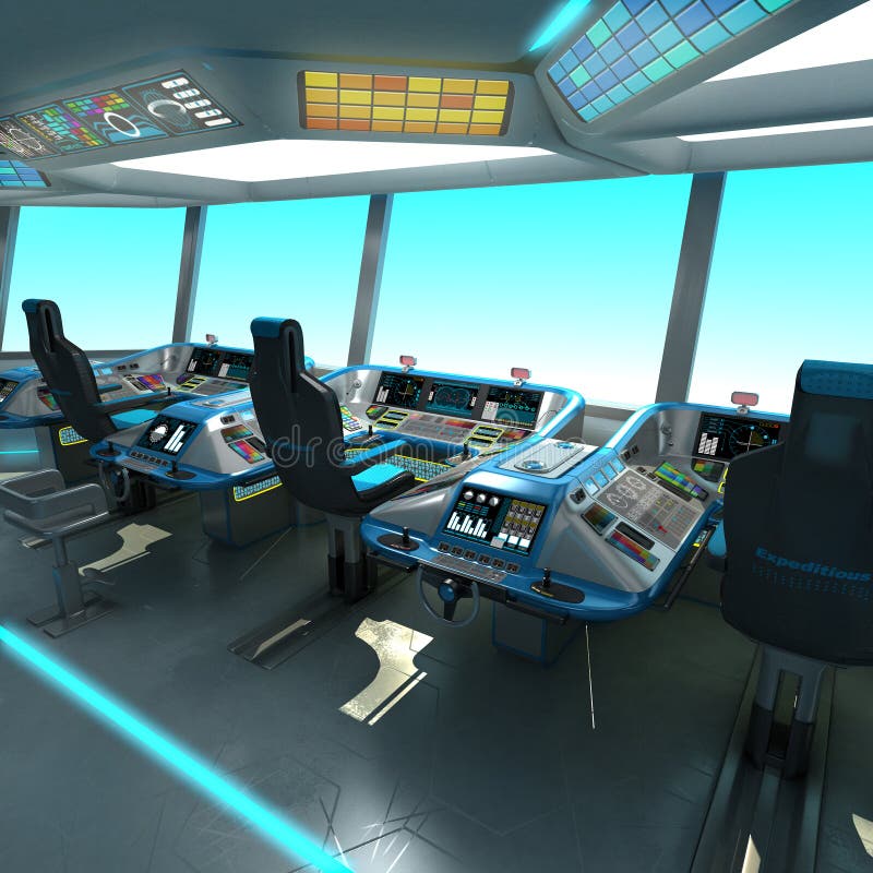 A Futuristic Ship-cutting Project. Command Bridge Of A Spacecraft ...