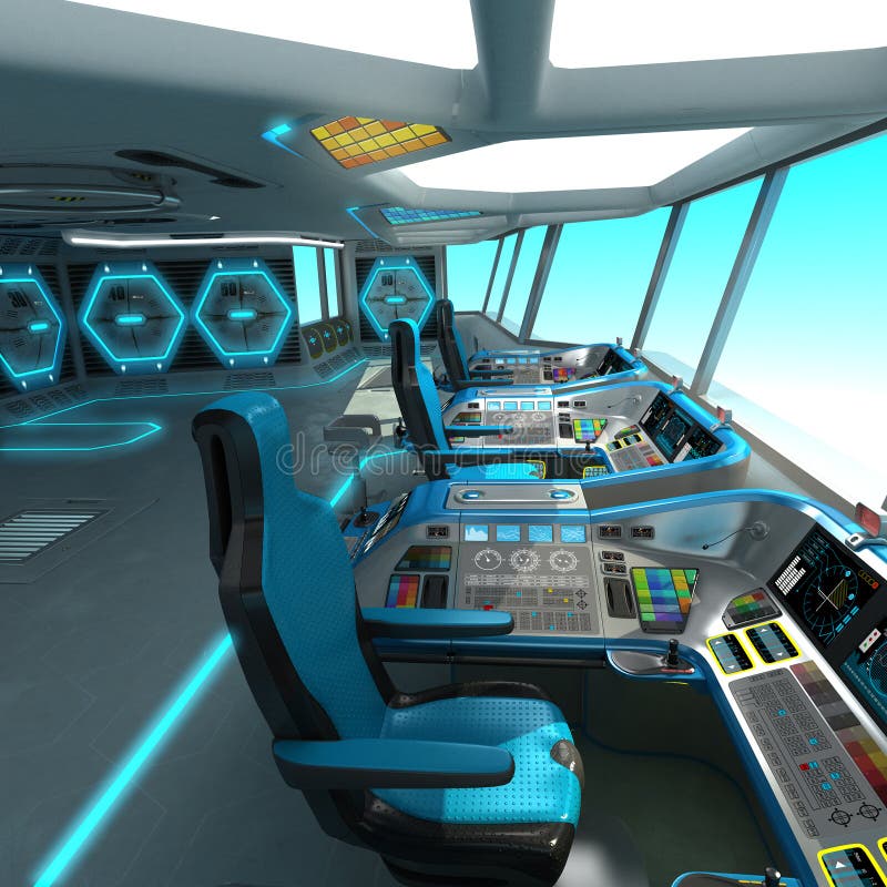 A Futuristic Ship-cutting Project. Command Bridge of a Spacecraft ...
