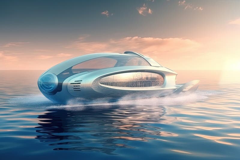 A Futuristic Ship Sailing through the Sea. AI Generative Stock Image ...