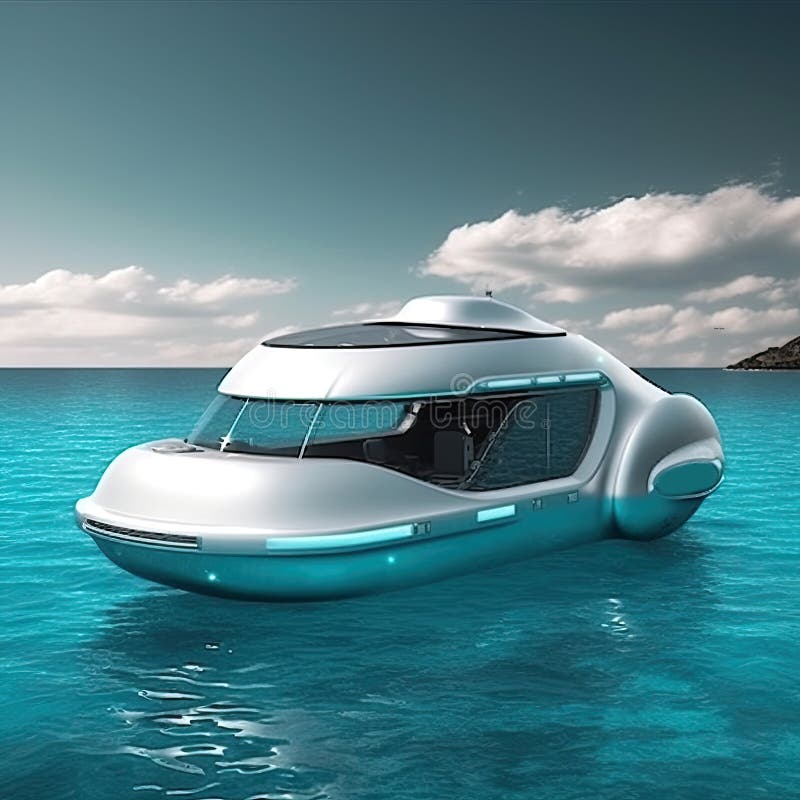 A Futuristic Ship Sailing through the Sea. AI Generative Stock ...