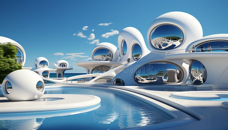Futuristic Ship Sails on Blue Water, Modern Design, Luxury Vacations ...