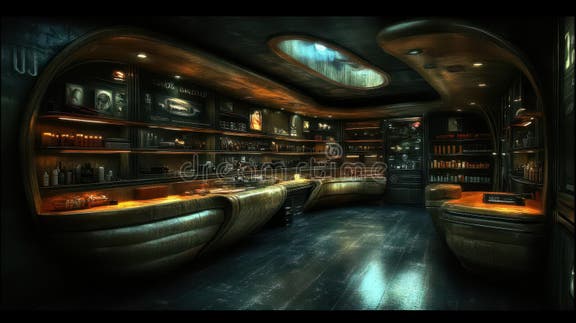 Futuristic Shop Interior Design Stock Photo - Image of countertop ...