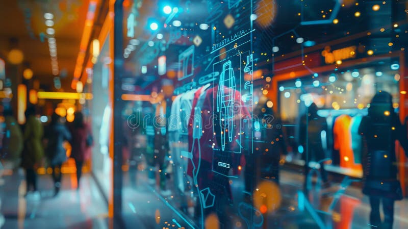 Futuristic Shopping Experience in a High-Tech Storefront, Generative AI ...