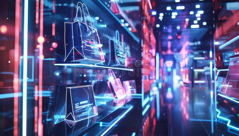 A Futuristic Shopping Mall with a Display of Bags and Purses by AI ...