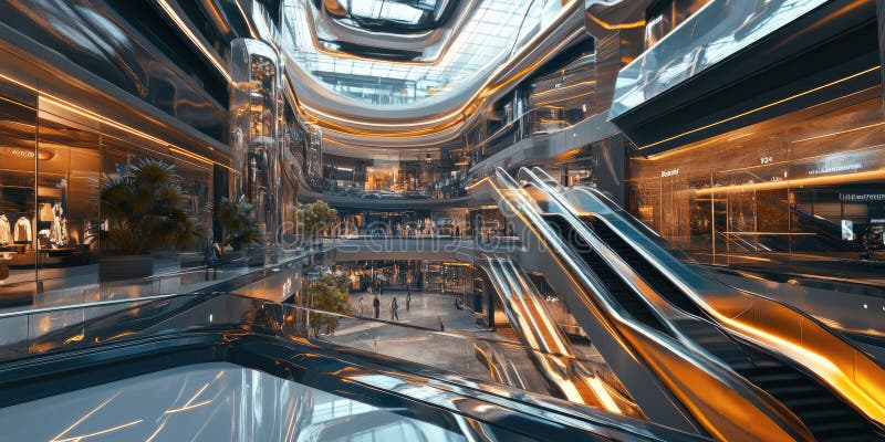 A Futuristic Shopping Mall with Transparent Glass Architecture for High ...