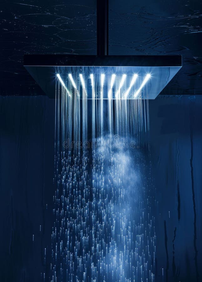 Futuristic Shower with LED Lighting and Water Flow. Generative Ai Stock ...