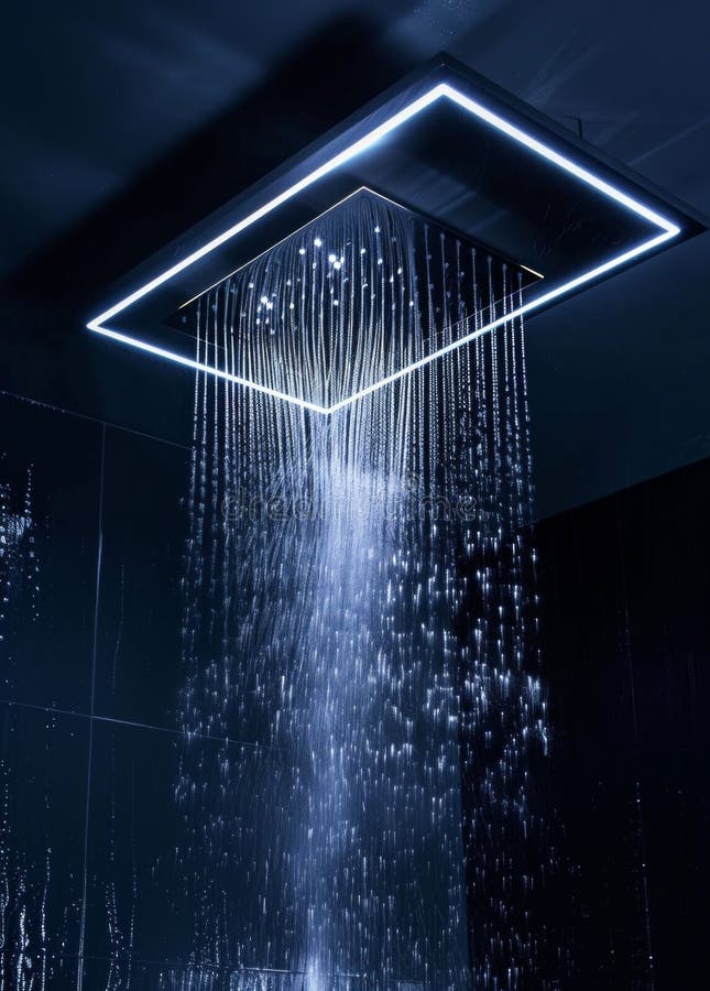 Futuristic Shower with LED Lighting and Water Flow. Generative Ai Stock ...