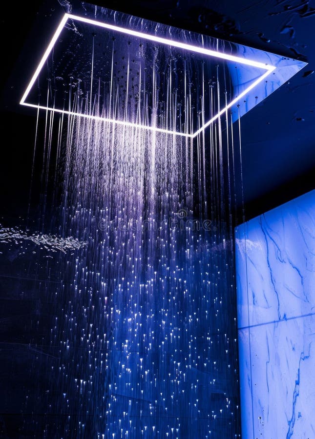 Futuristic Shower with LED Lighting and Water Flow. Generative Ai Stock ...
