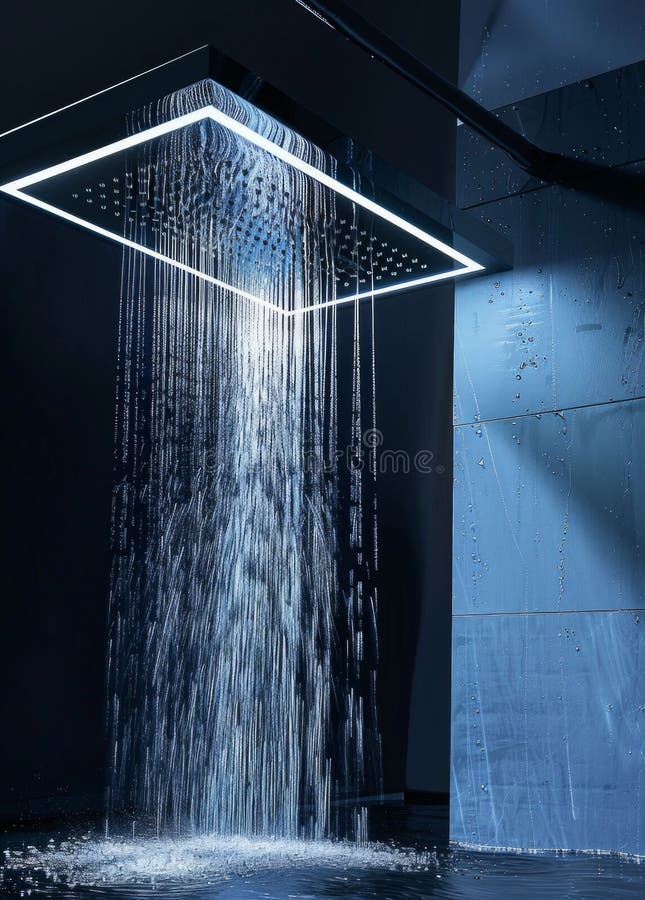 Futuristic Shower with LED Lighting and Water Flow. Generative Ai Stock ...