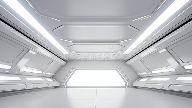 Futuristic Showroom, Spaceship Interior Stock Photo - Image of light ...