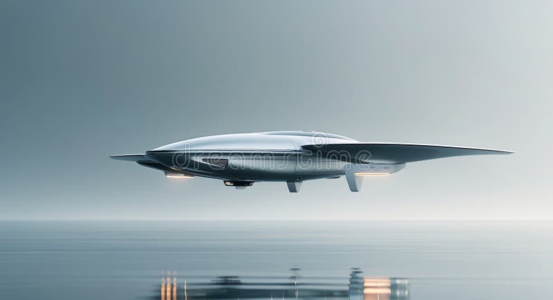 Futuristic Silver Drone Over Water, Sleek Design and Clean Aesthetic ...
