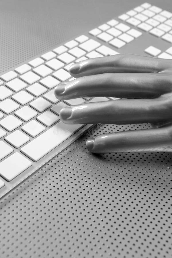 Computer Keyboard Mouse Silver Hand Futuristic Stock Image - Image of ...