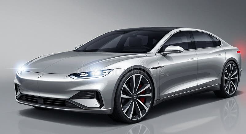 Futuristic Silver Sedan with Sleek Design and Aerodynamic Lines ...