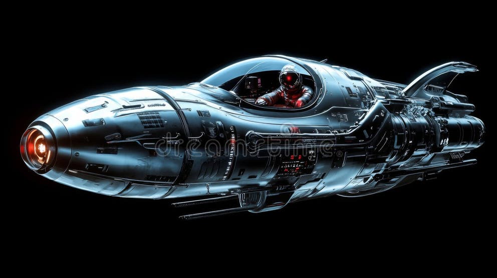 Futuristic Silver Spaceship Design with Pilot Stock Illustration ...
