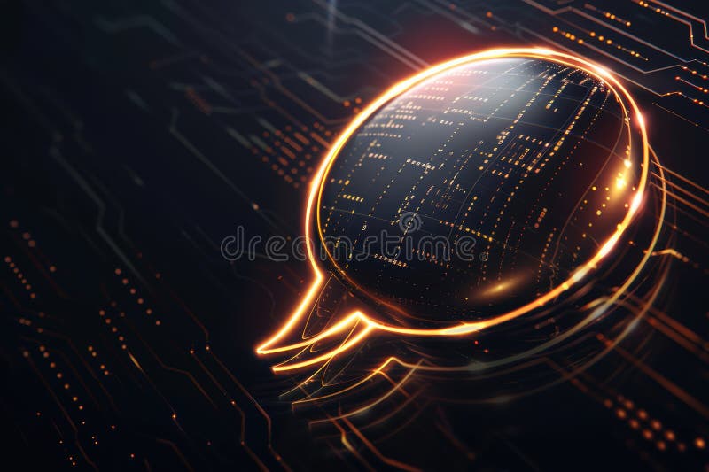 Futuristic Silver Speech Bubble with LED Glow for Digital Communication ...