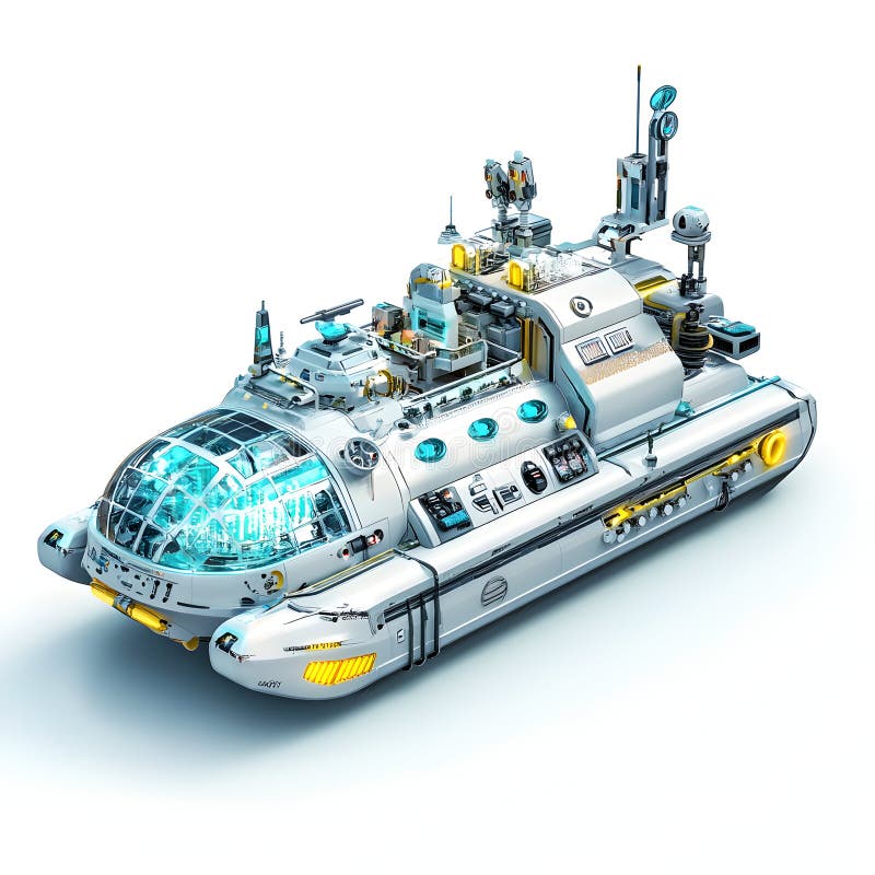 Futuristic, Silver, Underwater Vehicle with Intricate Details Stock ...