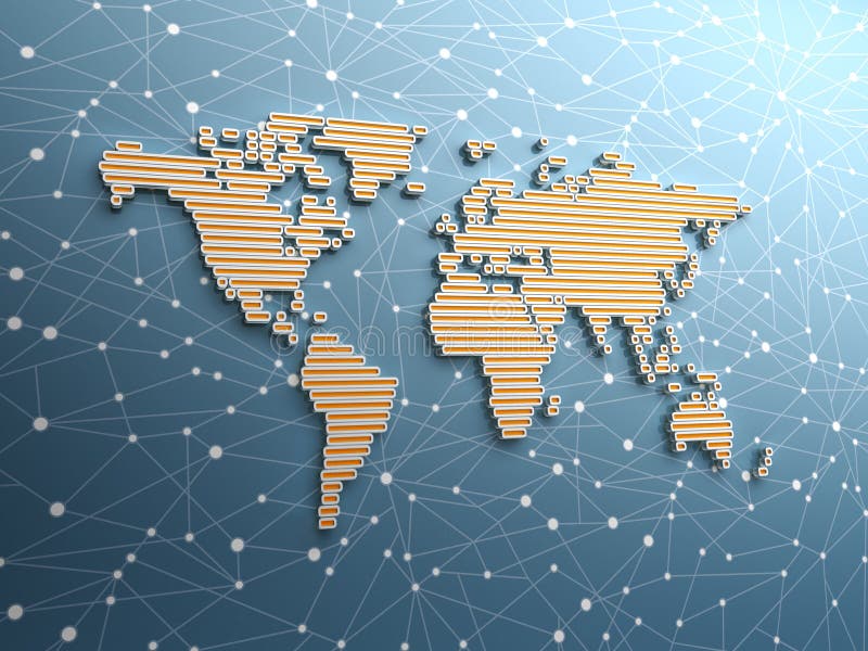 Futuristic Simple World Map Stock Illustration - Illustration of fiber ...