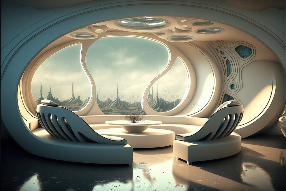 Futuristic Sitting Created by Generative AI Stock Illustration ...