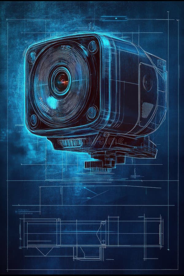 Futuristic Sketch of a Digital Camera with Holographic Effects Stock ...