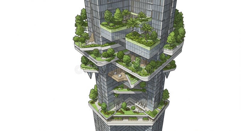 Futuristic Skyscraper Design with Multiple, Staggered Greenery-filled ...
