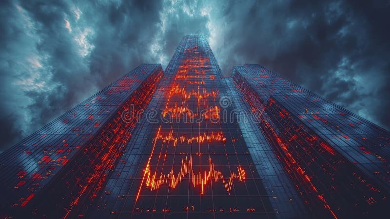 Futuristic Skyscraper with Dynamic Abstract Display Stock Illustration ...