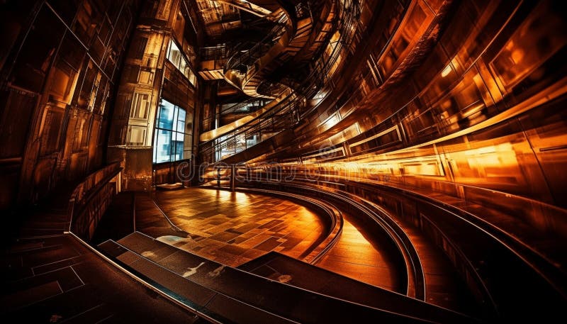 The Futuristic Skyscraper Empty Entrance Hall Reflects the City Life ...