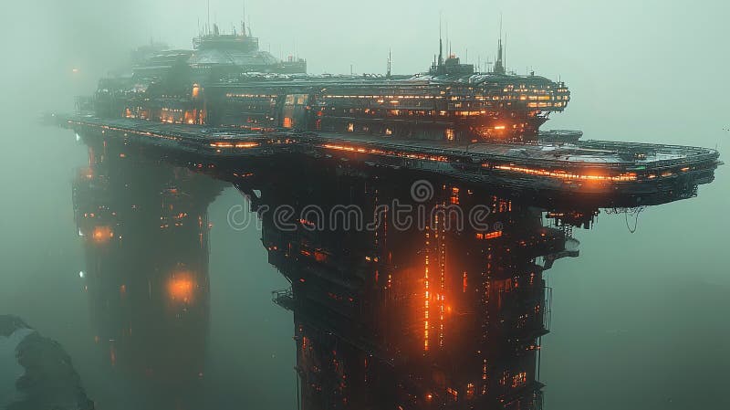 Futuristic Skyscraper with Hovering Platforms Depicting Sci Fi City ...