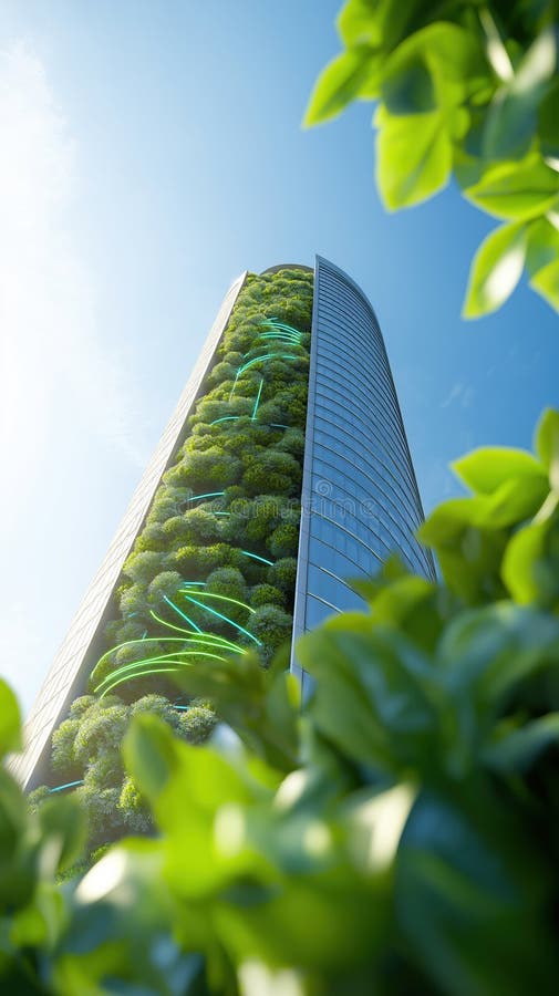 Futuristic Skyscraper with Integrated AI Systems and Green Architecture ...