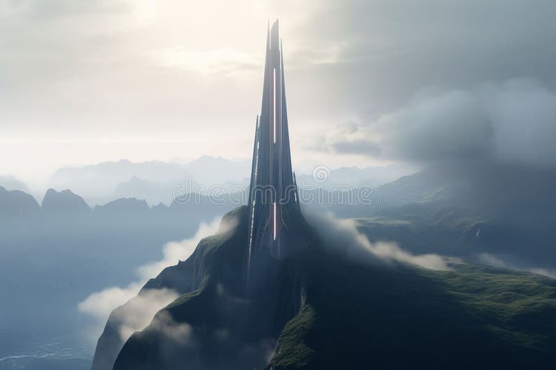 Futuristic Skyscraper Rising Above the Stock Illustration ...