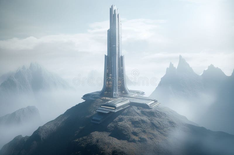 Futuristic Skyscraper Rising Above the Stock Illustration ...