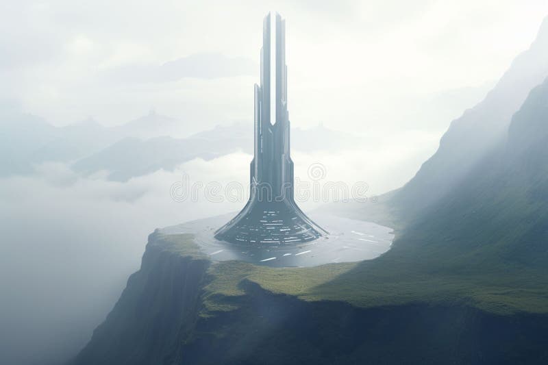 Futuristic Skyscraper Rising Above the Stock Illustration ...