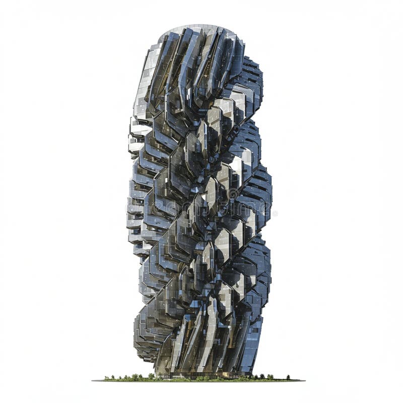 Futuristic Skyscraper with a Twisted, Intertwined Design Composed of ...