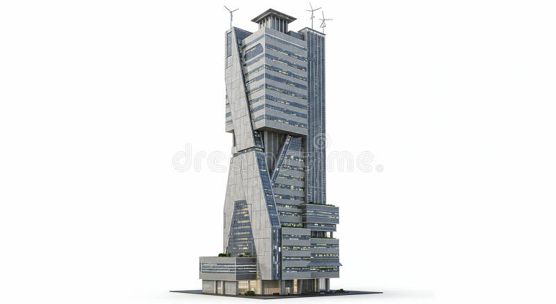 Futuristic Skyscraper with a Unique, Angular Design. Numerous ...