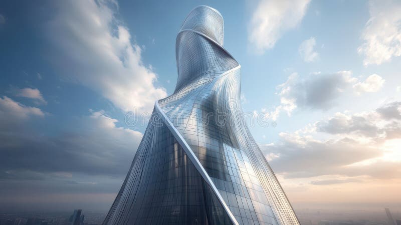 Futuristic Skyscraper with a Unique Twisted Design and Glass Panels ...