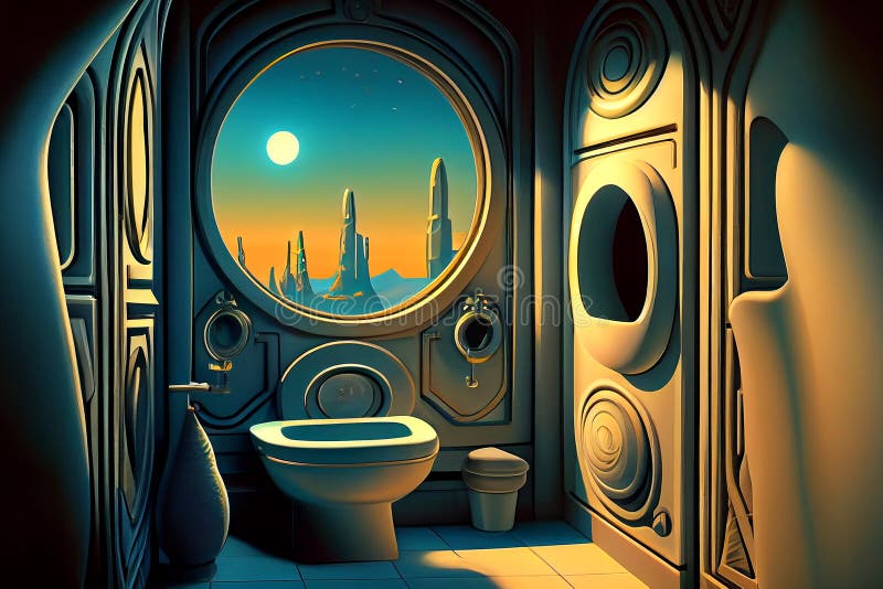A Futuristic and Sleek Illustration of a Toilet Interior, Featuring ...