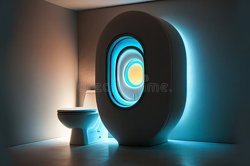 A Futuristic and Sleek Illustration of a Toilet Interior, Featuring ...