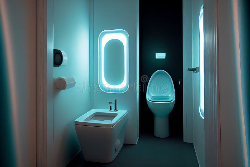 A Futuristic and Sleek Illustration of a Toilet Interior, Featuring ...