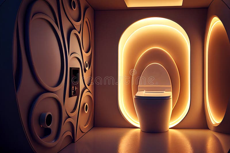 A Futuristic and Sleek Illustration of a Toilet Interior, Featuring ...