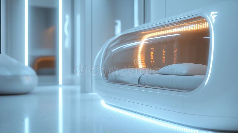 Futuristic Sleeping Pod in High-tech, Modern Interior. Stock Photo ...
