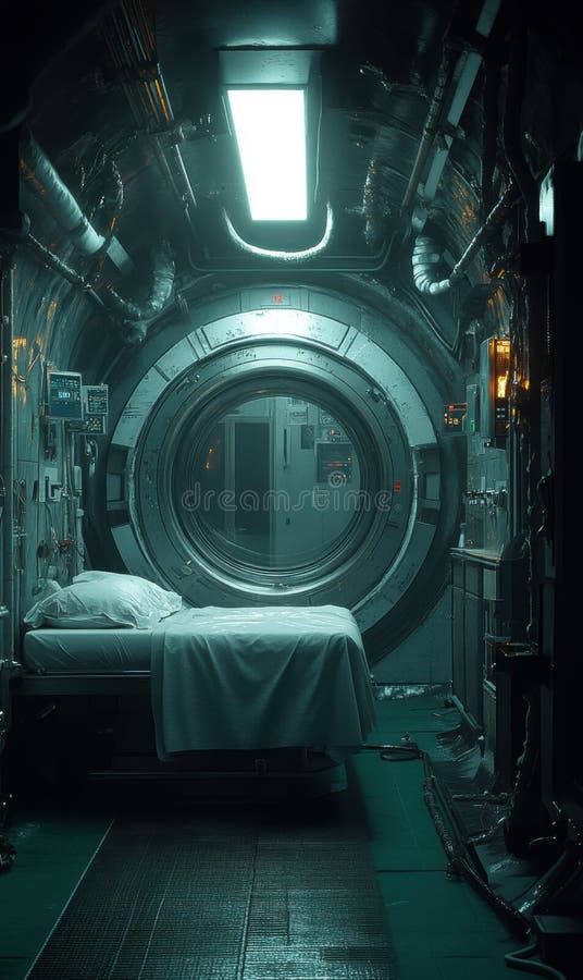 Futuristic Sleeping Pod Inside a High-tech Spacecraft Corridor Stock ...