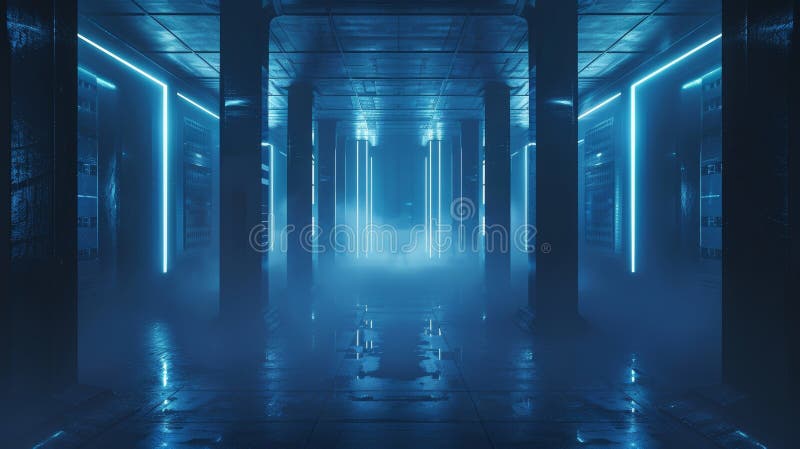 Futuristic Slide Deck Background with Dark Blue Tones, Glowing Elements ...