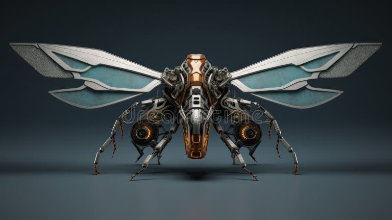 Futuristic Small Frone in Form of Winged Bee. Neural Network Ai ...