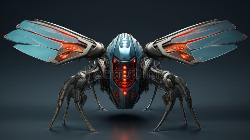 Futuristic Small Frone in Form of Winged Bee. Neural Network Ai ...