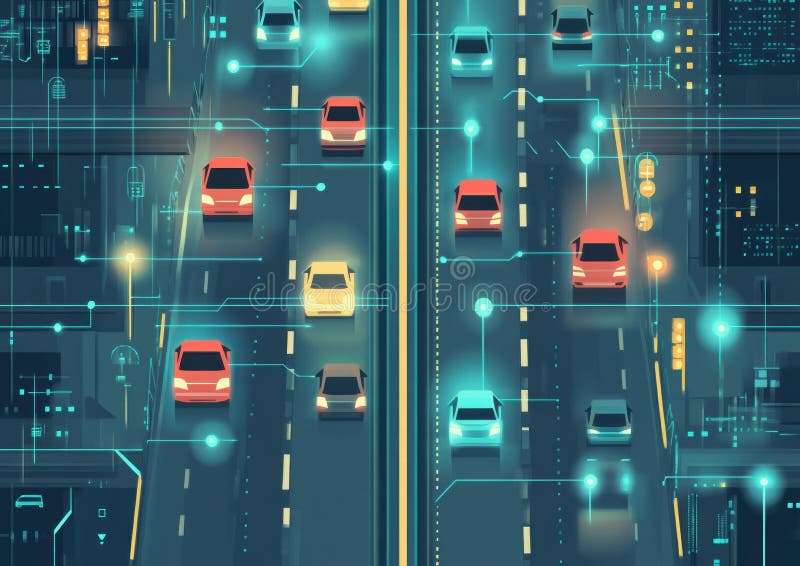 Autonomous Vehicles Driving on Highway Stock Photo - Image of connected ...