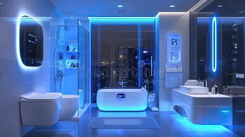 Futuristic Smart Living Room Interior Featuring Voice Activated ...