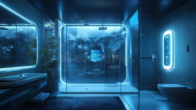 Futuristic Smart Living Room Interior Featuring Voice Activated ...