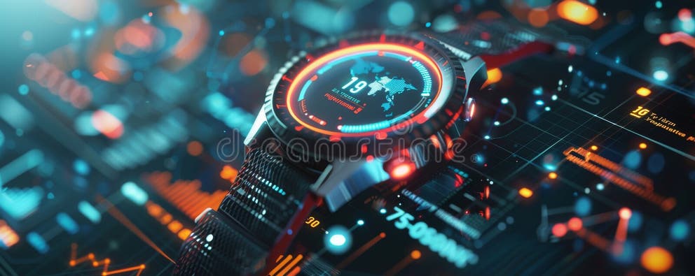 Futuristic Smart Bracelet on Digital Interface with Holographic Display ...