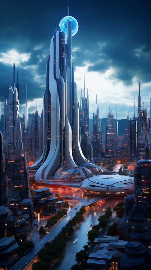 Futuristic Smart City Concept Illustration Stock Illustration ...